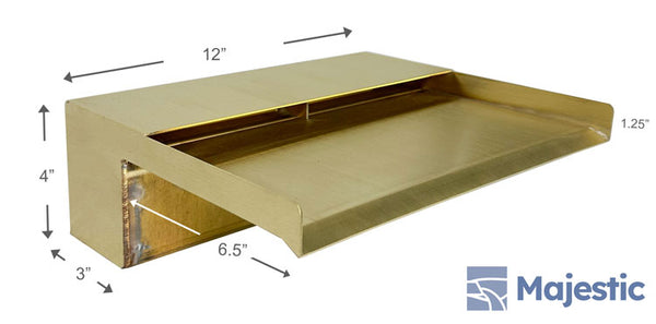 Zanardi 12" Pool & Fountain Waterfall Spillway Scupper - Brass