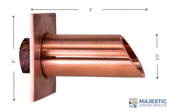 Bianca Copper Water Spout Scupper w/ Square BP - Majestic Water Spouts