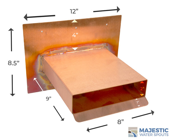 Eaton Overflow 8" Rectangle Parapet Roof Drainage Scupper - Copper