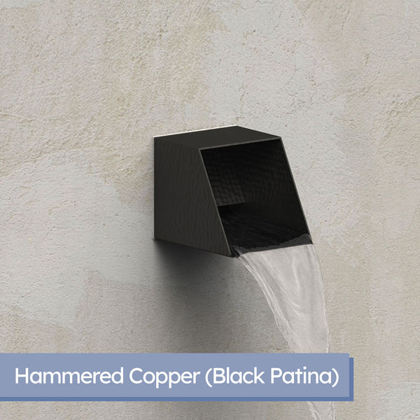 Cecetto 4" Square Fountain & Pool Spout Scupper - Hammered Copper