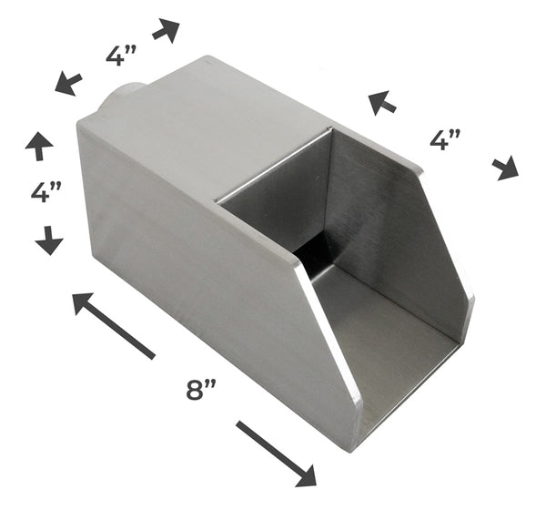 Keon 4" Square Water Fountain Scupper Spout for Pools - Stainless Steel