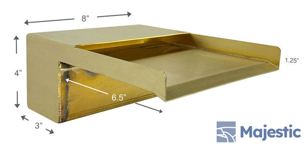 Brass Zanardi 8" Water Feature Waterfall Spillway Scupper