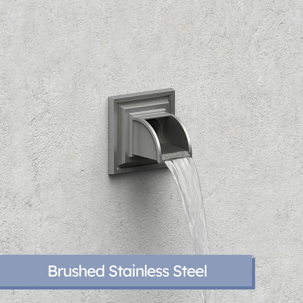 Leon 2" Square Pool & Fountain Spout & Scupper - Brushed Stainless