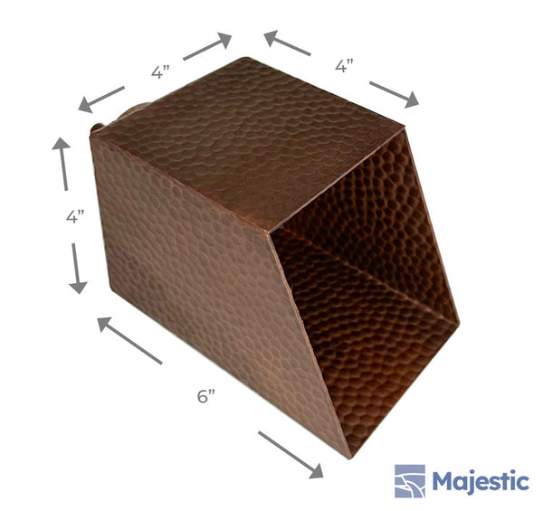 Cecetto 4" Square Fountain & Pool Spout Scupper - Hammered Copper