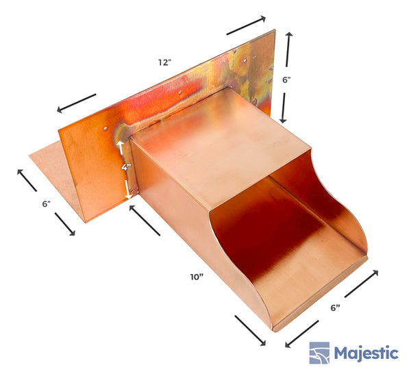 Amati 6" Parapet Roof Drainage Scupper - Copper