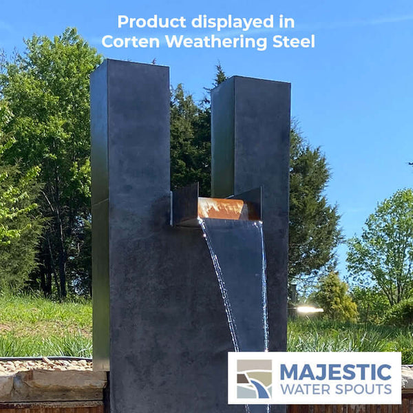 Block 12" Open Top Spillway Scupper for Water Feature - Stainless Steel