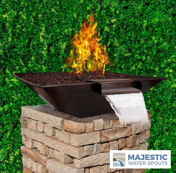 Mesa 31" Square Copper Fire & Water Bowl for Pools & Fountains