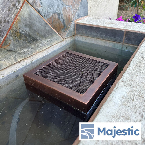 10" Square Boxed Fountain Splash Guard Reduction Screen - Copper