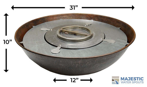 Sonora 31" Hemisphere Round Outdoor Fire Pit Bowl - Hammered Copper