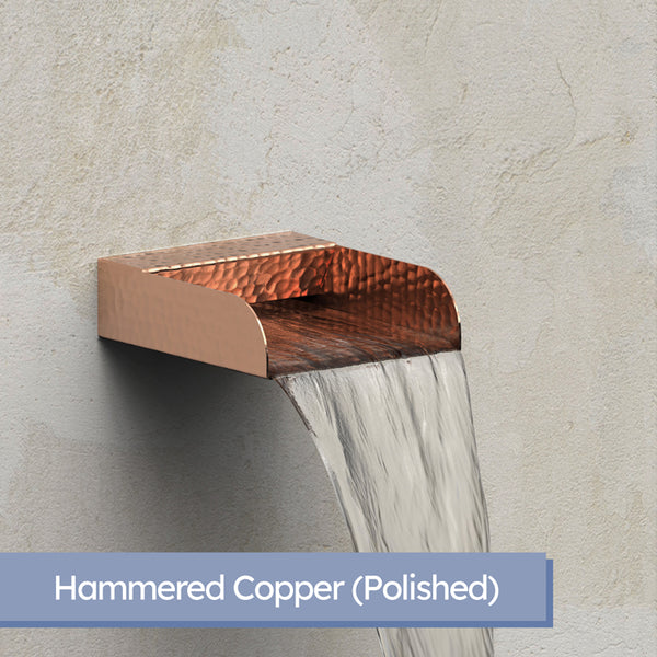 Mosegi 6" Water Spout/Scupper for Pools & Fountains - Hammered Copper