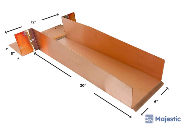 Rossi 6" Open Top Flat Roof Drainage Scupper - Copper