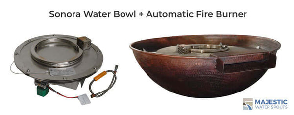 Sonora 31" Hemisphere/Round Fire & Water Bowl - Hammered Copper
