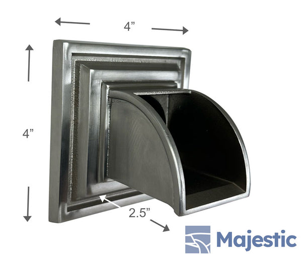 Leon 2" Square Pool & Fountain Spout & Scupper - Brushed Stainless