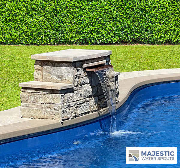 Zanardi 18" Open Top Waterfall Spillway Scupper for Pools - Copper