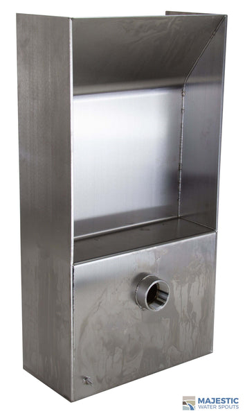 Block 12" Open Top Spillway Scupper for Water Feature - Stainless Steel
