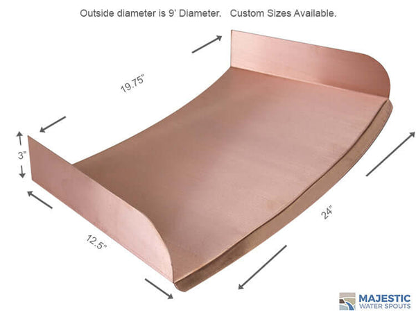 Lombardi 24" Curved Spa-to-Pool/Fountain Spillway - Copper