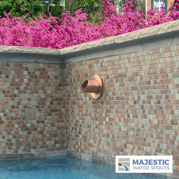 Waverly 3" Round Cannon Water Scupper Spout - Brushed Copper