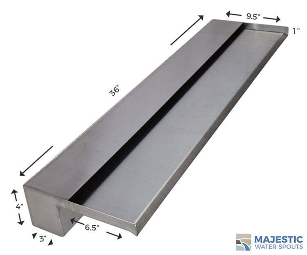 Zanardi 36" Open Top Waterfall Spillway Scupper - Stainless Steel