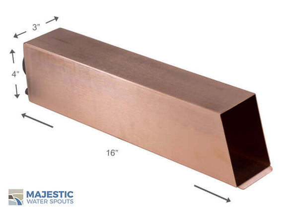 Eden 3" Long Copper Box Scupper for Fountain & Pool Water Features