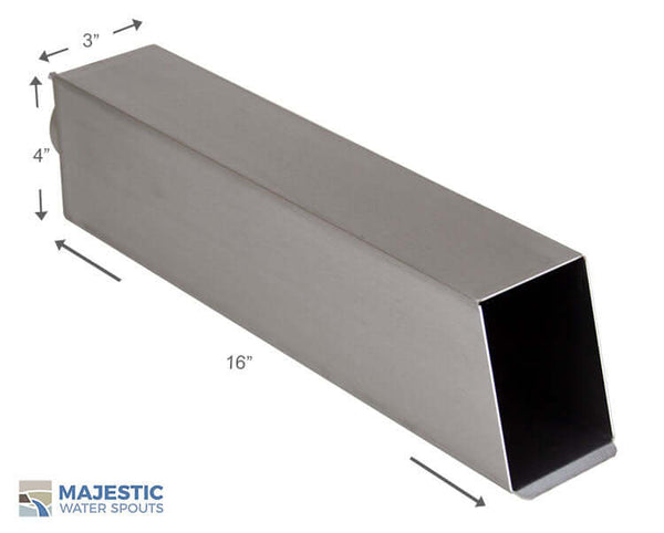 Eden 3" Long Box Scupper Spout for Pools & Fountains - Stainless Steel