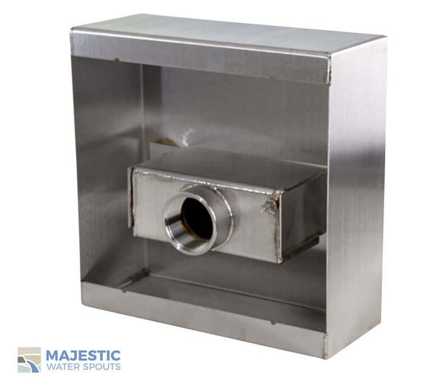 Brooke 6" Modern Box Water Fountain & Pool Scupper - Stainless Steel