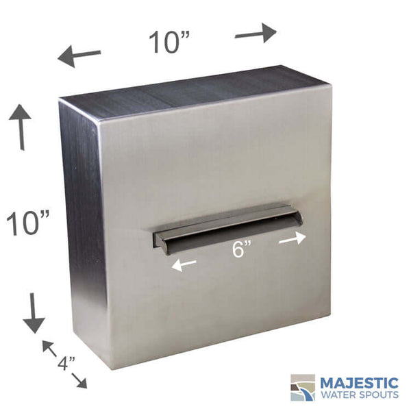 Brooke 6" Modern Box Water Fountain & Pool Scupper - Stainless Steel