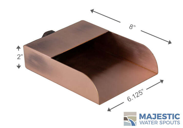 Mosegi 6" Rectangular Water Spout/Scupper for Pools & Fountains - Copper