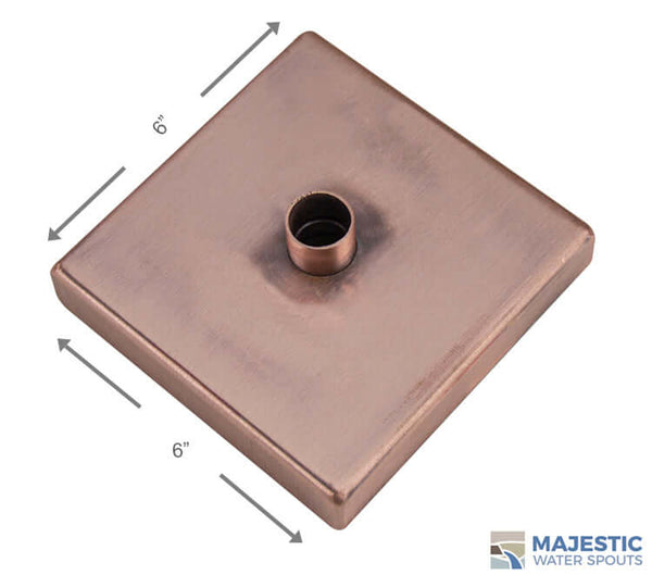 Clarke 6" Square Modern Fountain Emitter For Pools - Copper