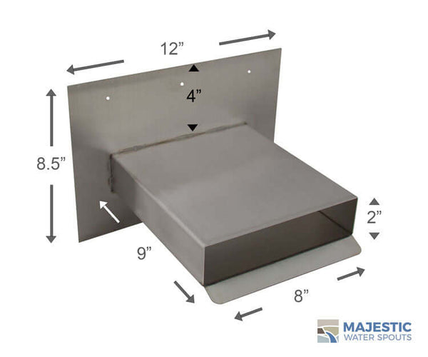 Eaton Overflow 8" Rectangle Parapet Roof Drainage Scupper - Stainless Steel