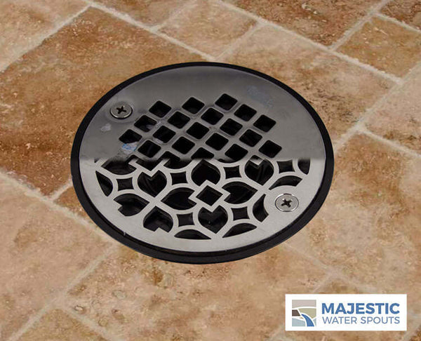 Louvre Medieval 4" Round Drain Cover - Brushed Stainless