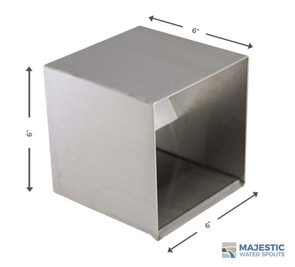 Hugo 6" Square Box Pool & Fountain Scupper - Stainless Steel