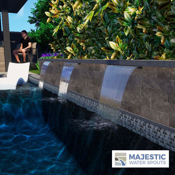 Tomaso 24" Smooth Water Cascading Spillway Scupper - Gray ABS Plastic