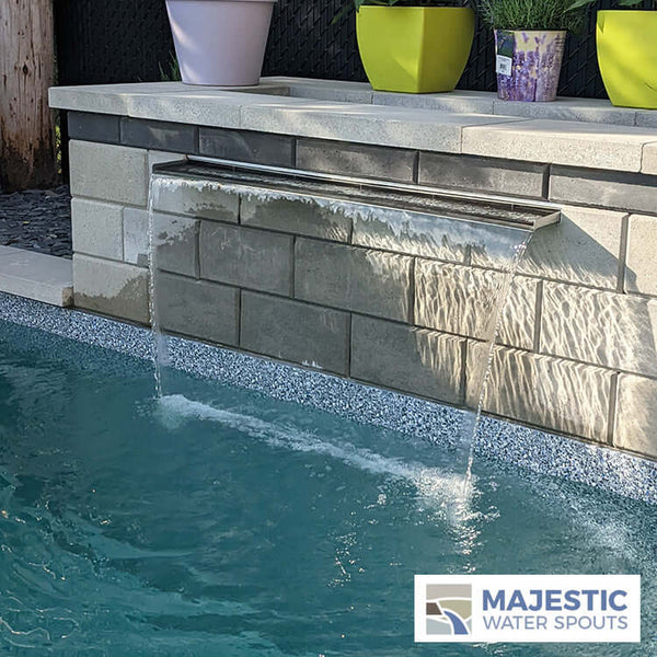 Zanardi 48" Open Top Pool & Fountain Waterfall Spillway - Stainless Steel