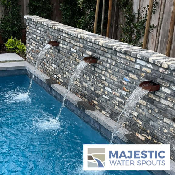 Mosegi 6" Rectangular Water Spout/Scupper for Pools & Fountains - Copper